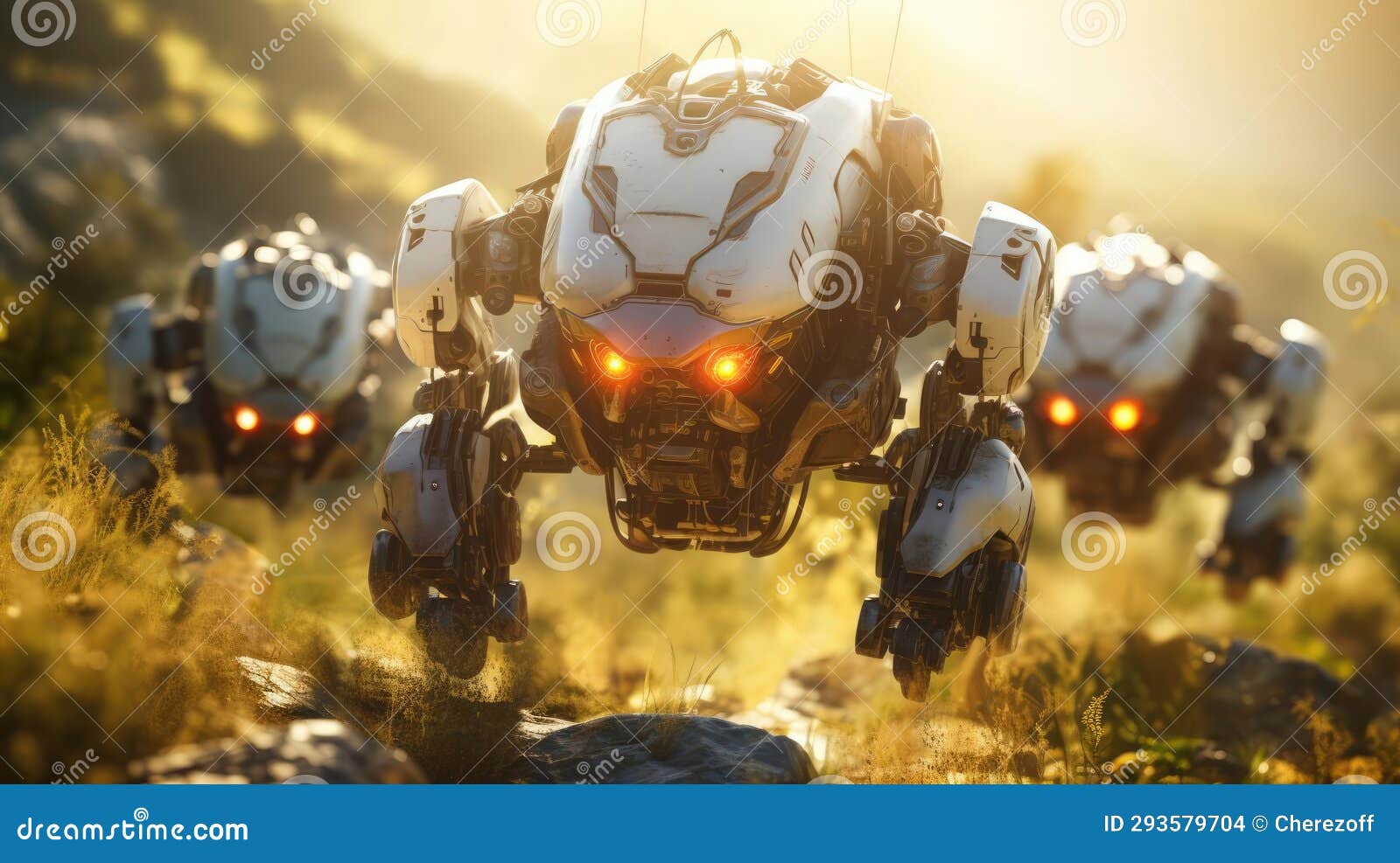 Group of Combat Robots Soldiers Stock Illustration - Illustration of ...