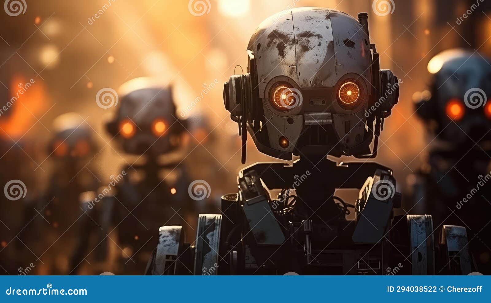 Group of Combat Robots Soldiers Stock Illustration - Illustration of ...