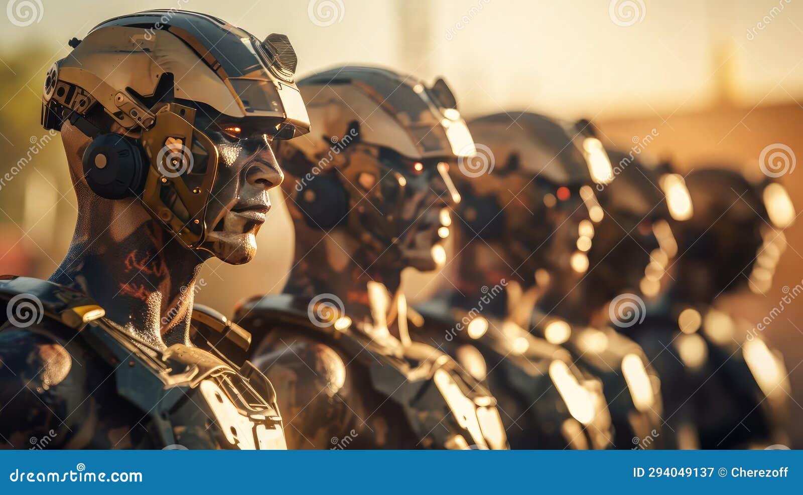 Group of Combat Robots Soldiers Stock Illustration - Illustration of ...