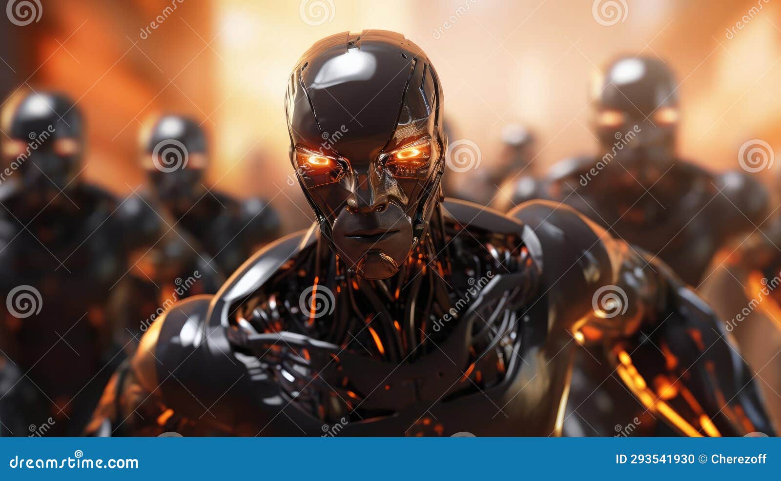 Group of Combat Robots Soldiers Stock Illustration - Illustration of ...