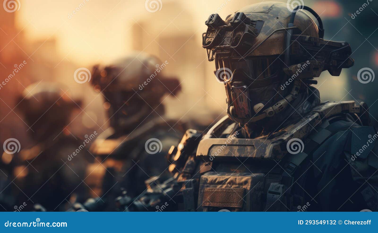 Group of Combat Robots Soldiers Stock Illustration - Illustration of ...