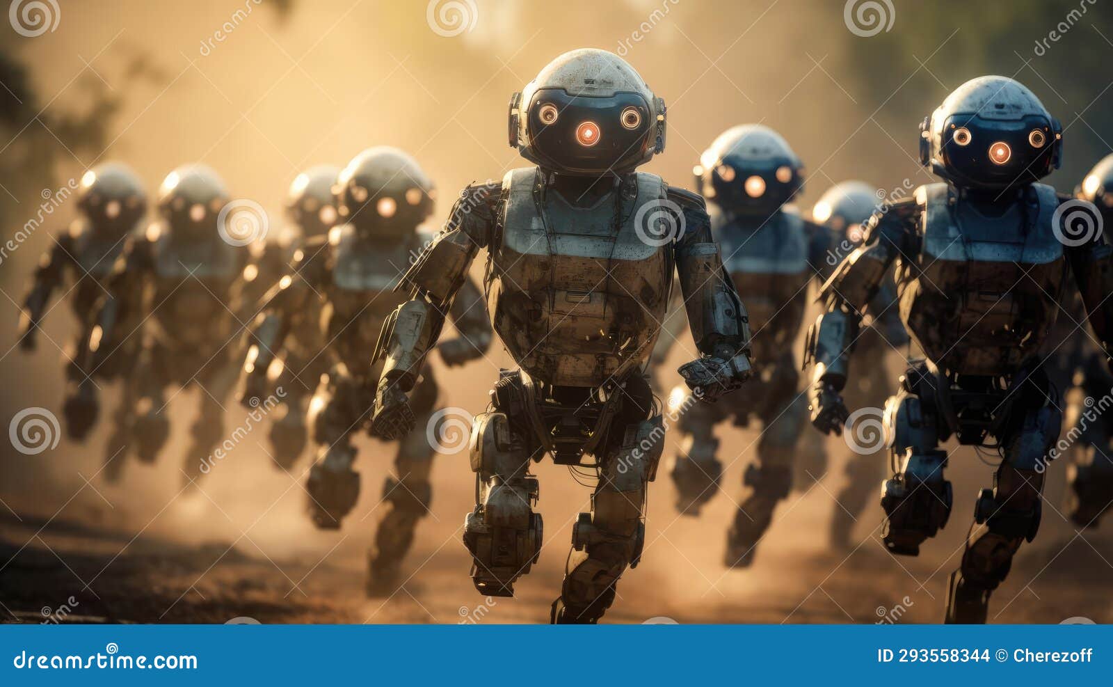 Group of Combat Robots Soldiers Stock Illustration - Illustration of ...