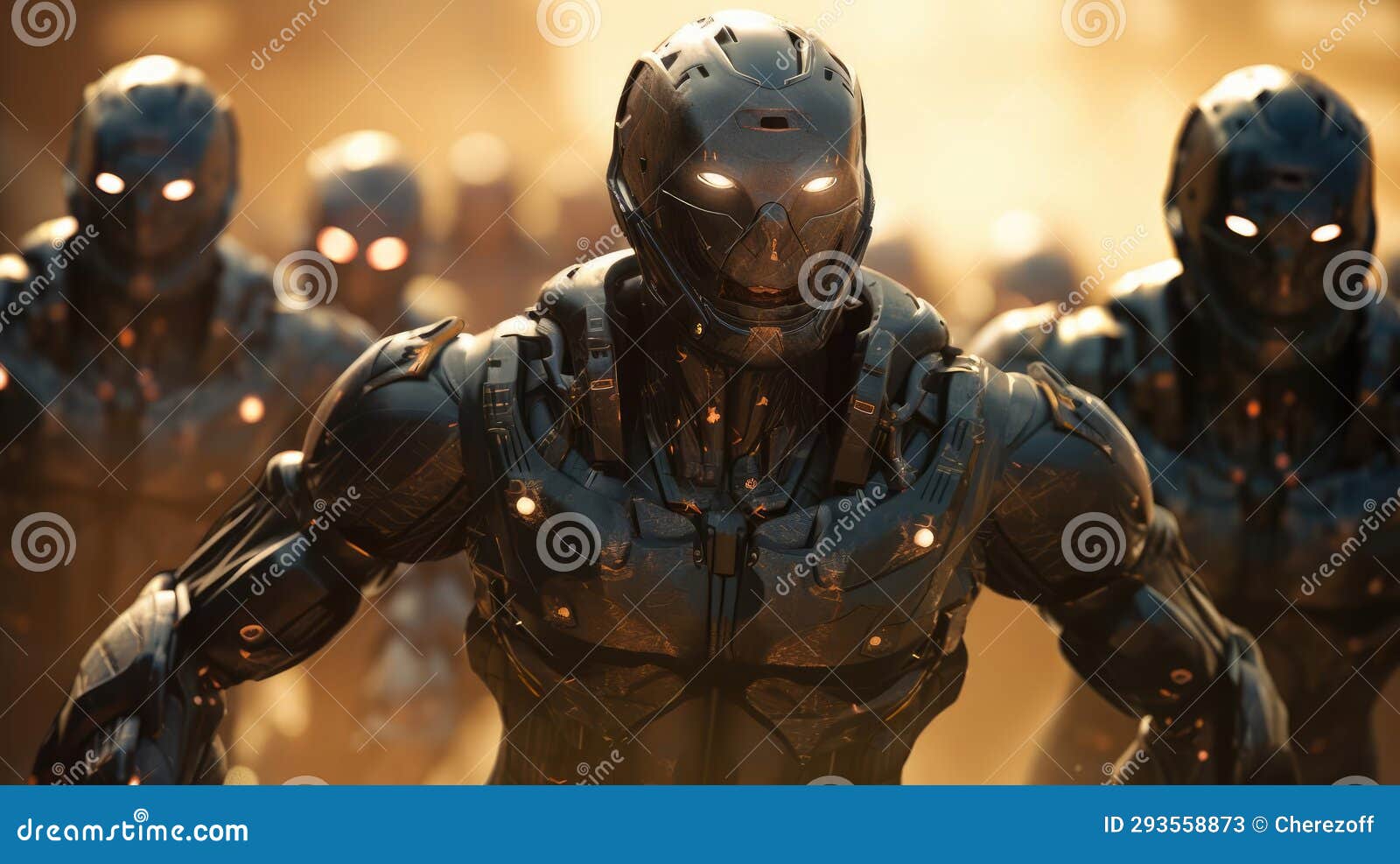 Group of Combat Robots Soldiers Stock Illustration - Illustration of ...