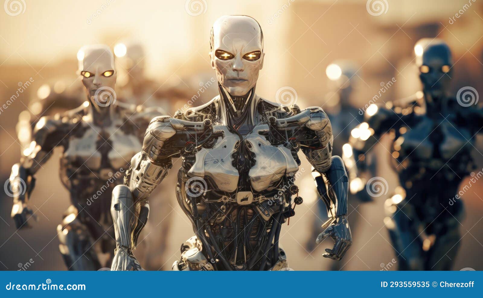 Group of Combat Robots Soldiers Stock Illustration - Illustration of ...