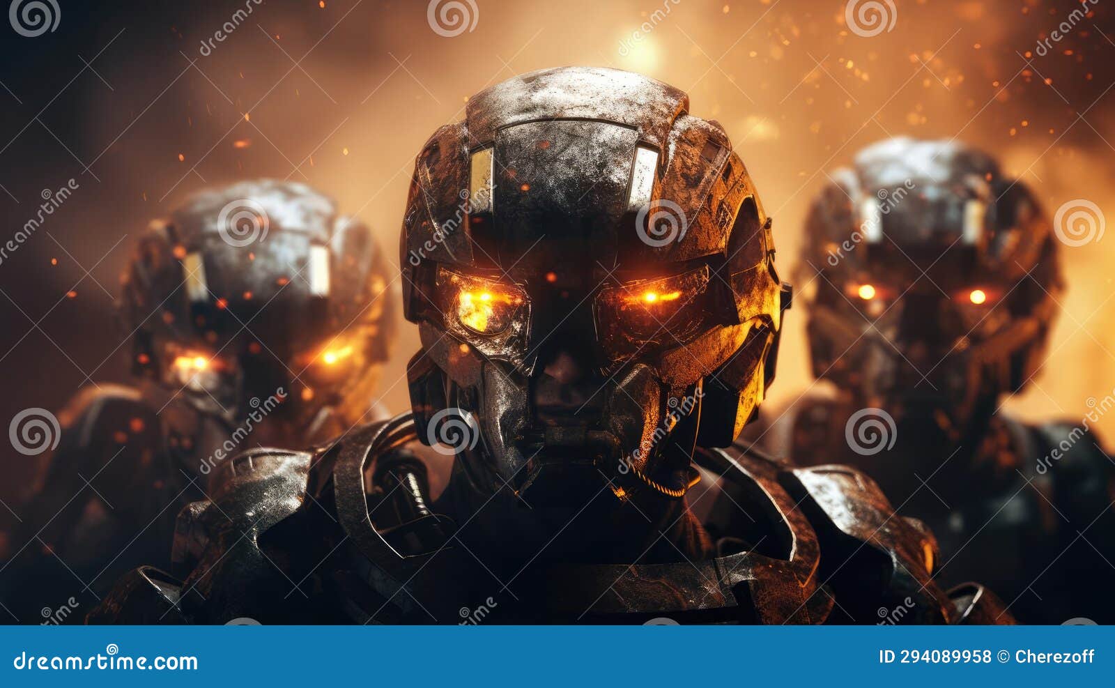 Group of Combat Robots Soldiers Stock Illustration - Illustration of ...