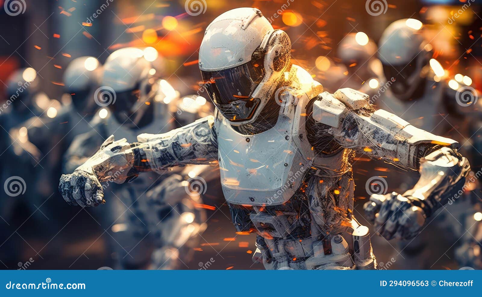 Group of Combat Robots Soldiers Stock Illustration - Illustration of ...