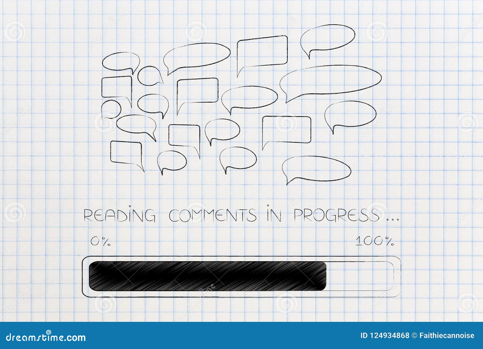 Group of Comment Speech Bubbles with Reading in Progres Caption Stock ...