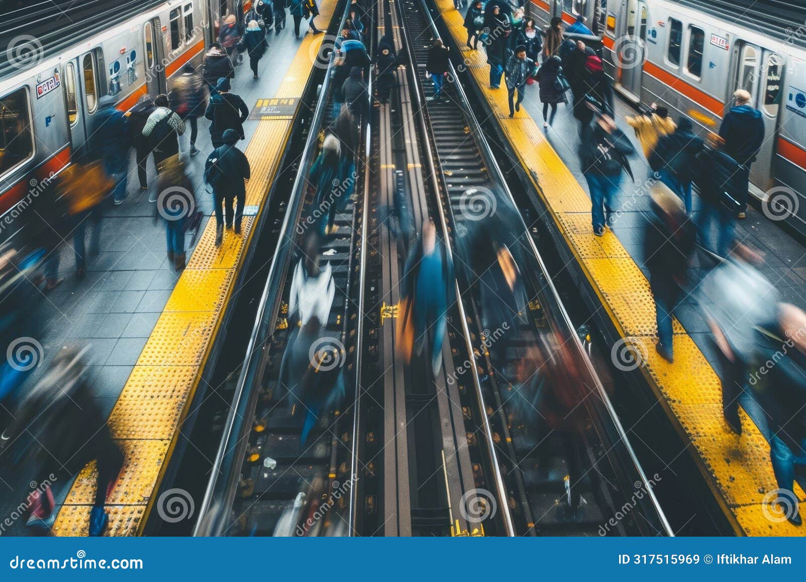 A Group of Commuters Rushing on a Crowded Train Platform, a Crowded ...