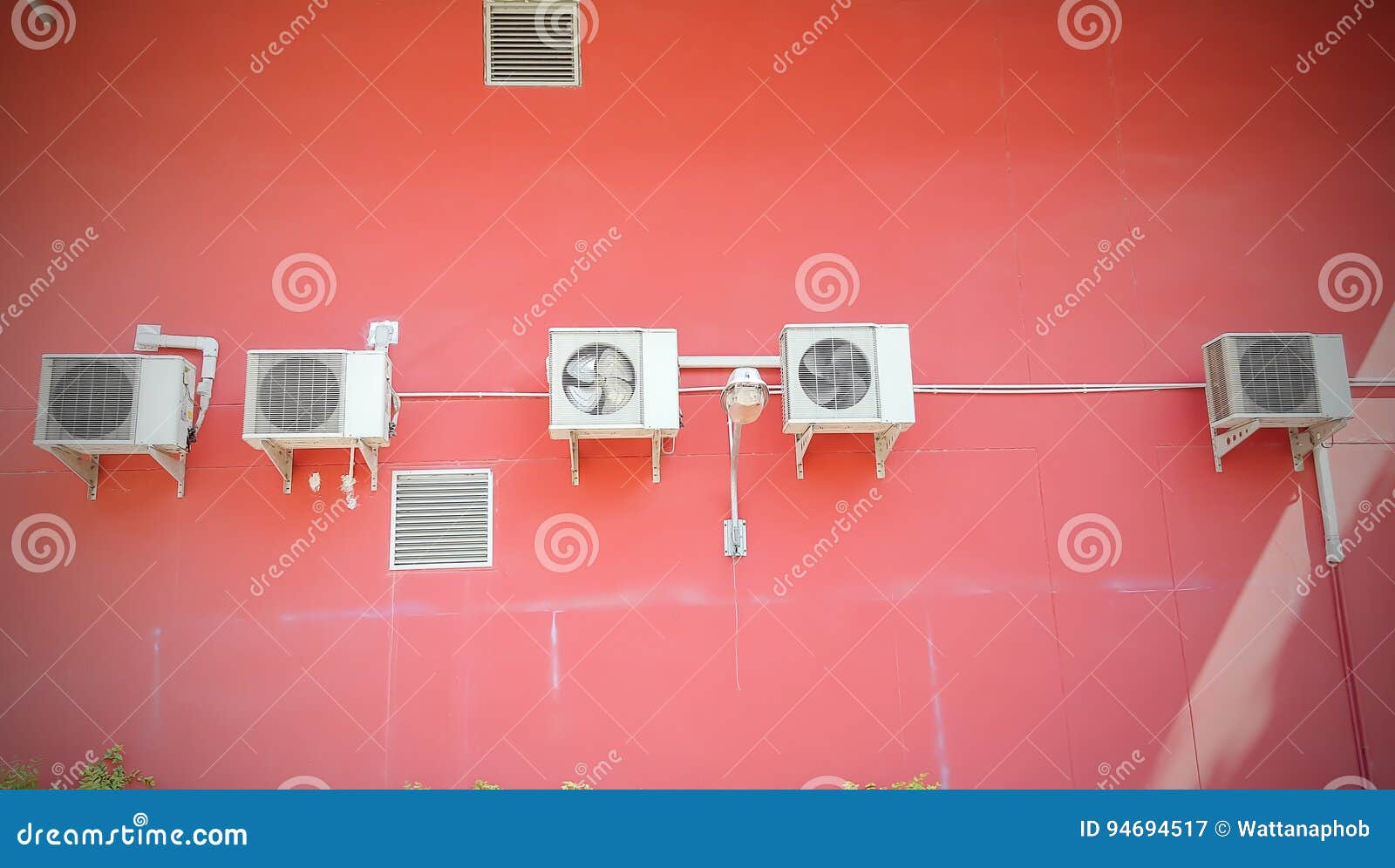 Group Of Air Conditioner Compressors With Ventilation Equipment And ...