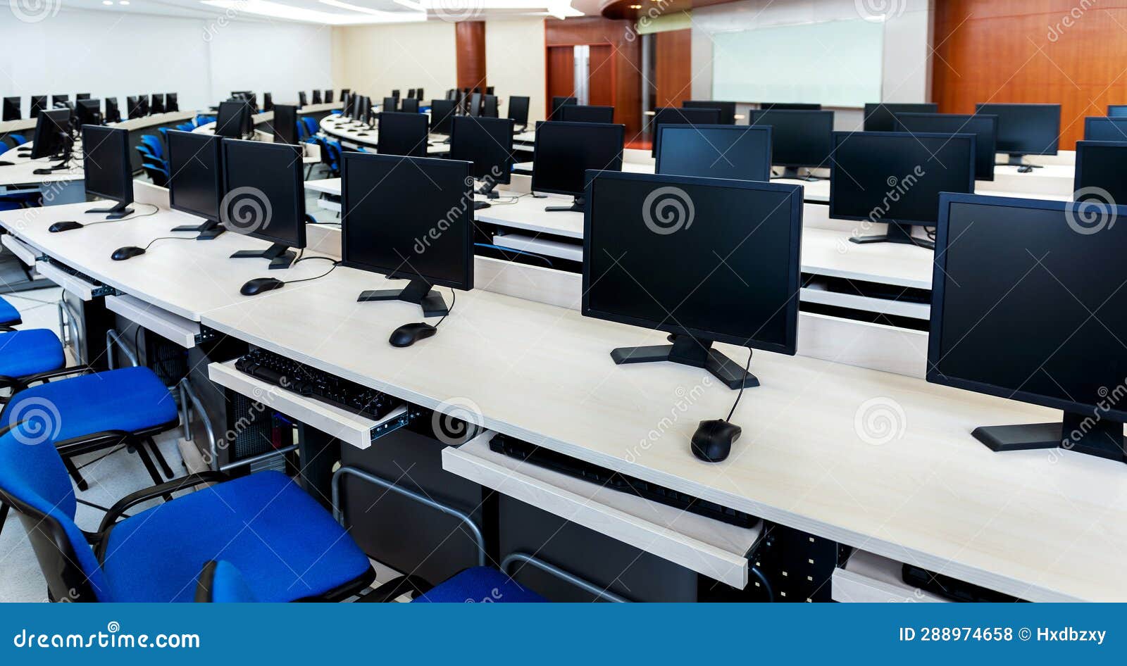 Group of Computers Neatly Placed in Lab Stock Photo - Image of training ...