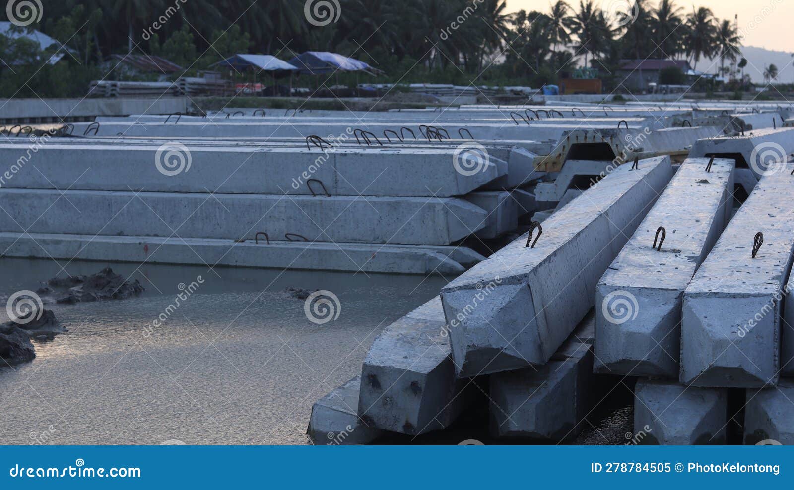 A Group of Concrete Blocks are on the Water Stock Image - Image of blue ...