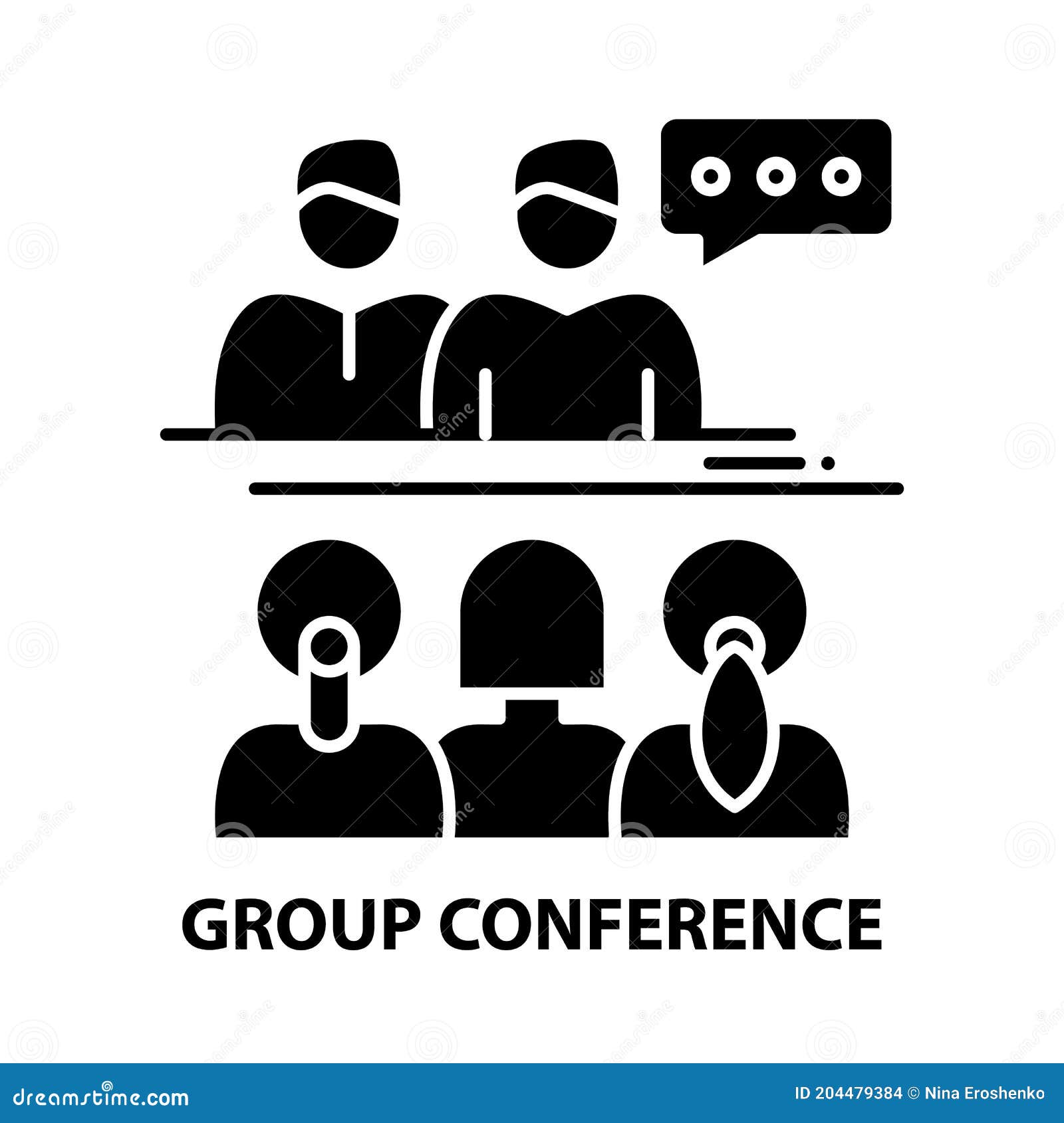 Group Conference Icon, Black Vector Sign with Editable Strokes, Concept ...