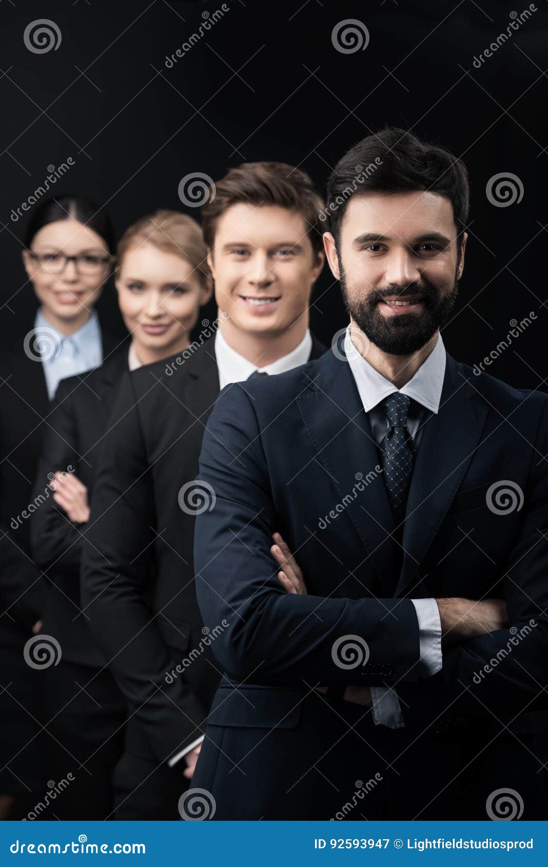 Group of Confident Business People Standing in Row Stock Image - Image ...