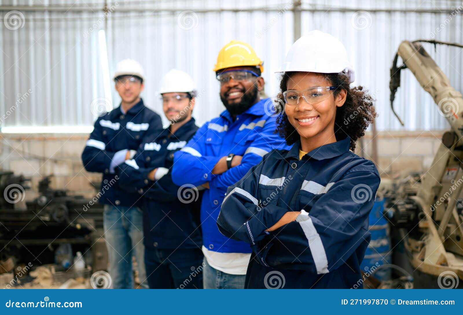 Group of Confident Worker Team at Factory Stock Photo - Image of ...