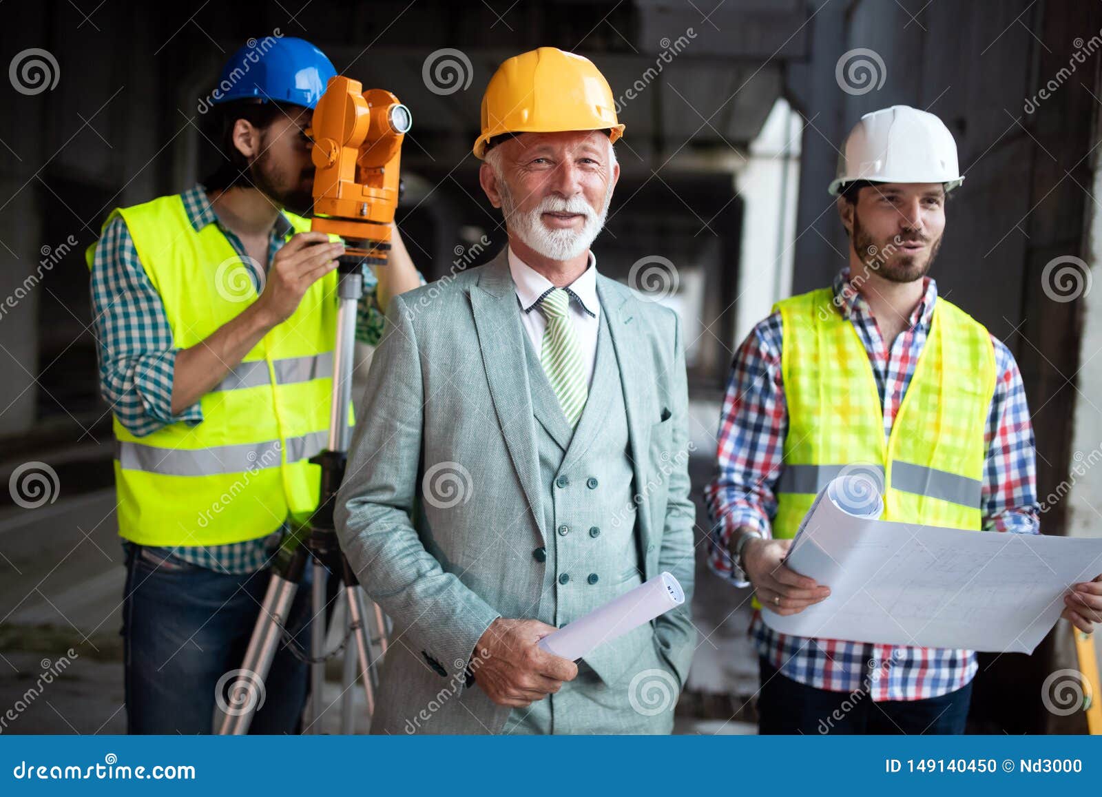 Group of Construction Engineer Working in Construction Site Stock Photo ...