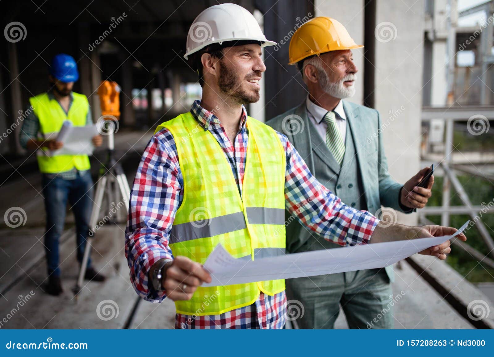 Group of Construction Engineer Working in Construction Site Stock Image ...
