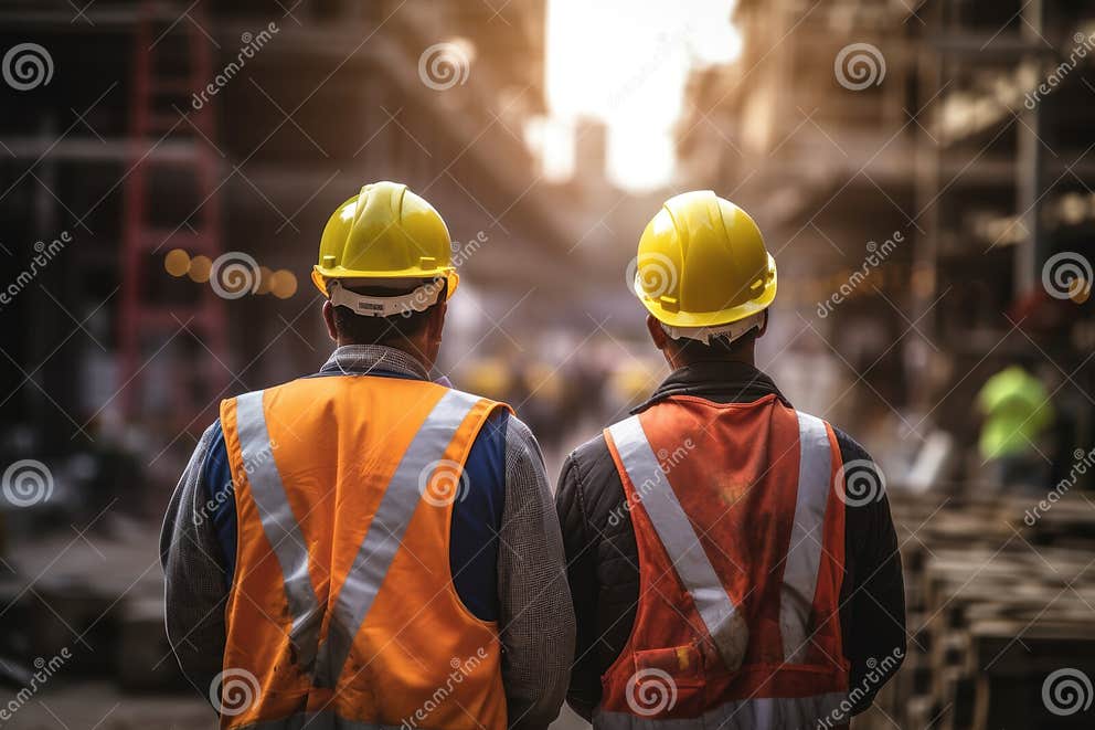 Group of Construction Engineers at Construction Site Working on ...