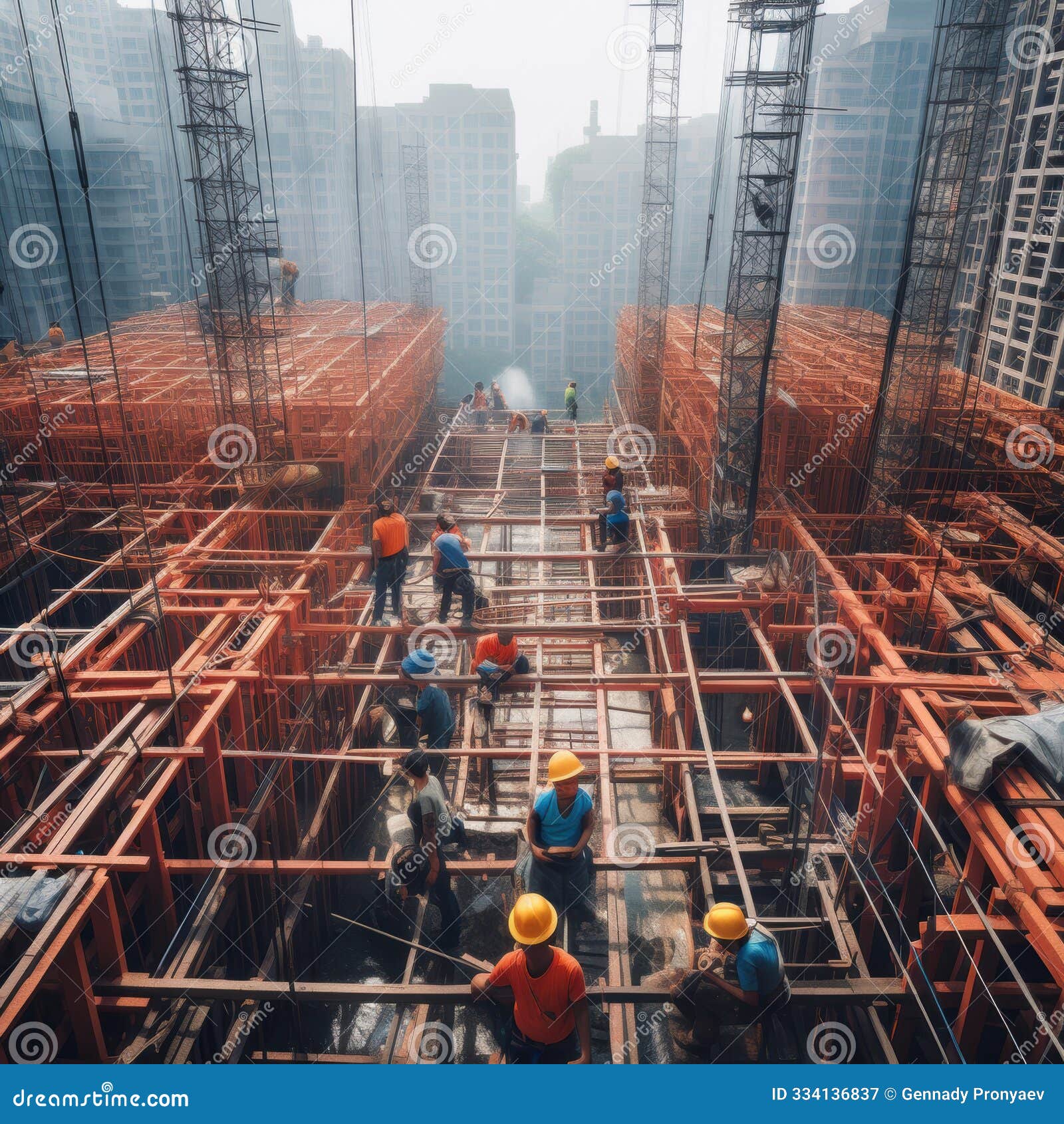 Group of Construction Engineers at Construction Site Working on ...