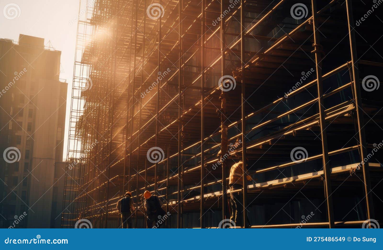 A Group Of Construction Workers Building A Skyscraper Royalty-Free ...