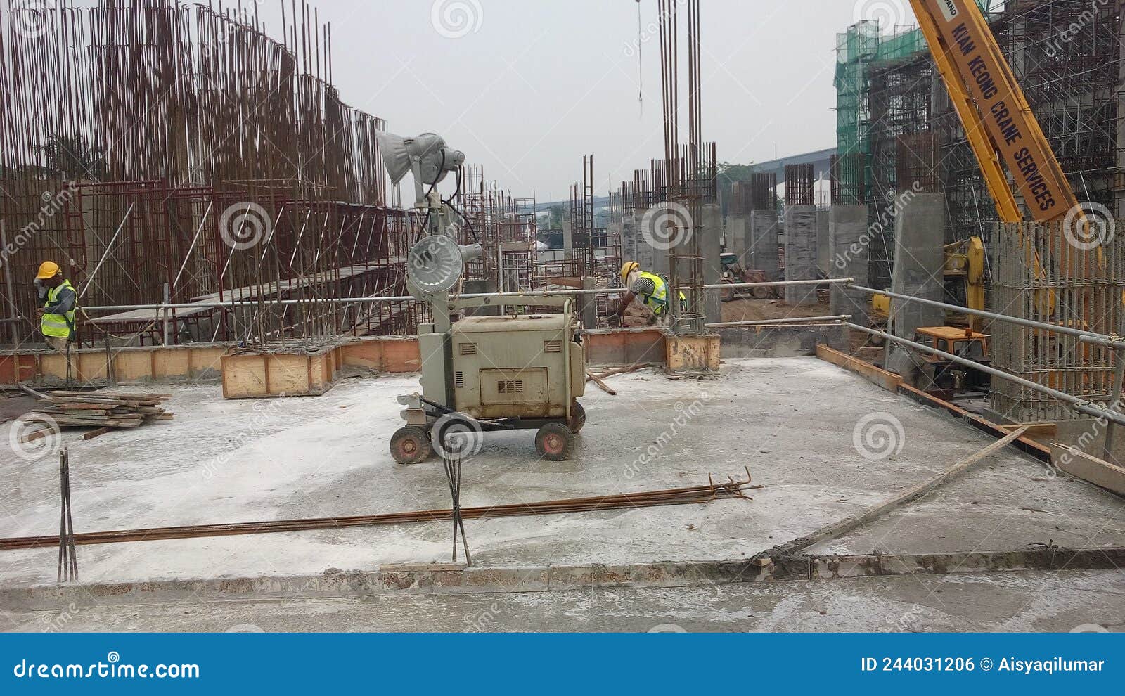 Group of Construction Workers Working at the Construction Site. the ...