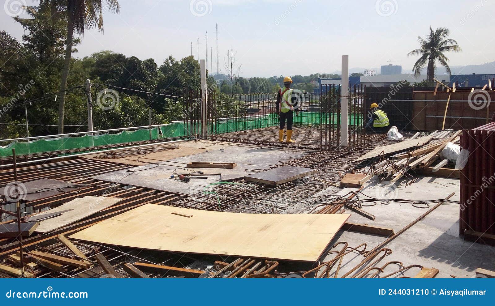 Group of Construction Workers Working at the Construction Site. the ...