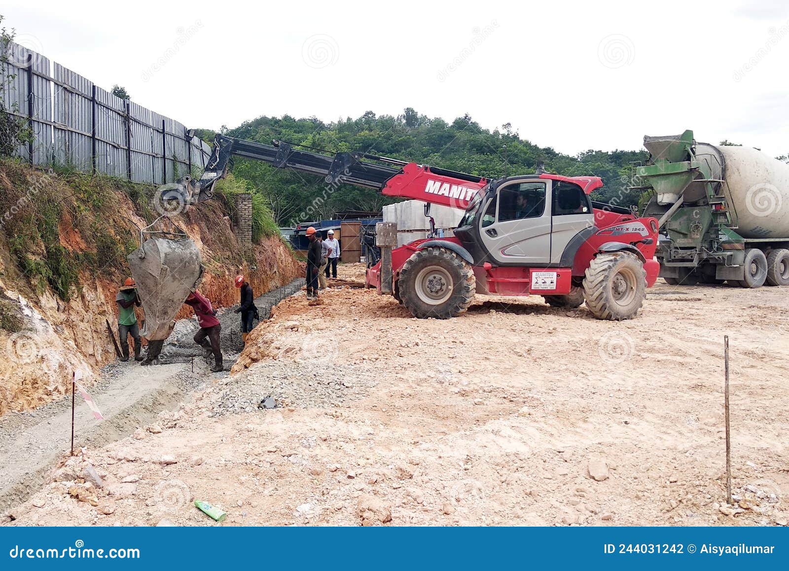 Group of Construction Workers Working at the Construction Site. the ...