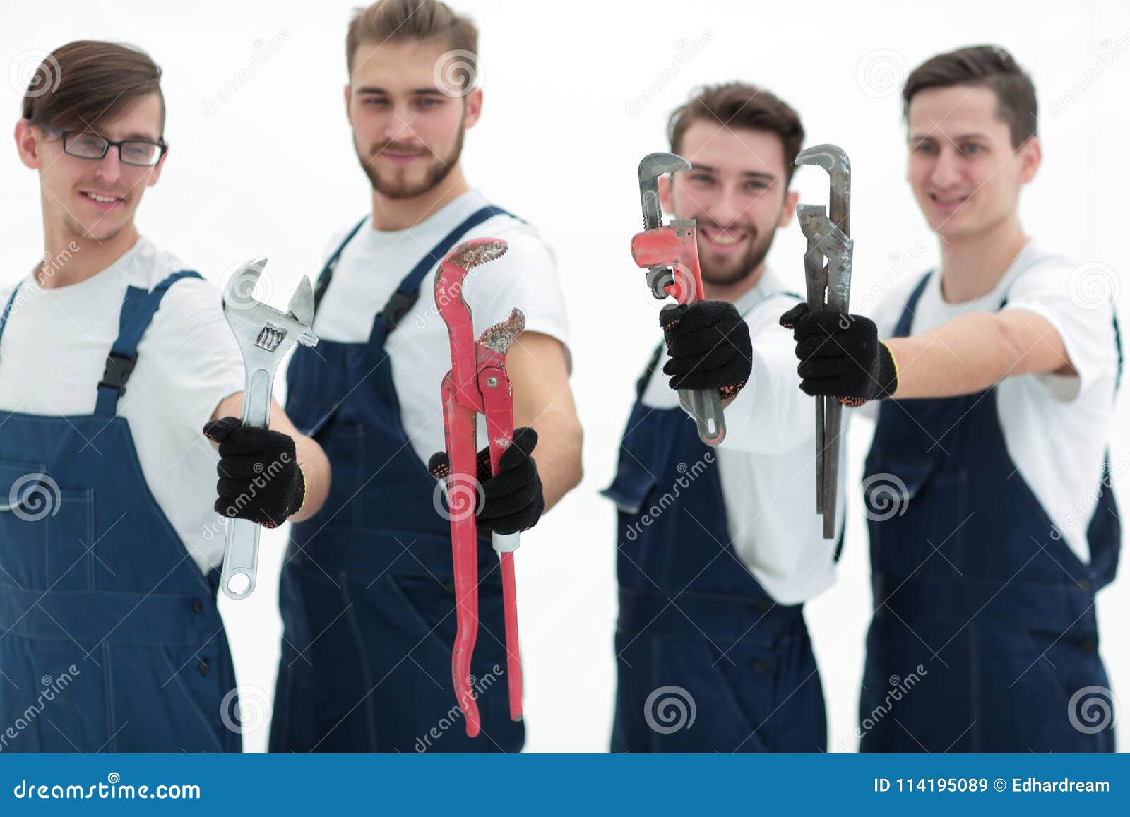 Group of Construction Workers with Working Tools Stock Image - Image of ...