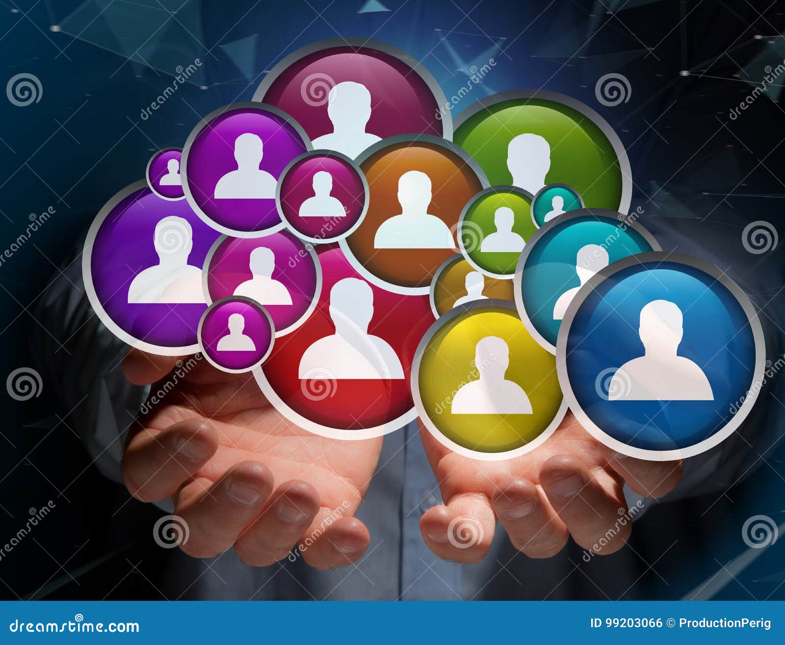 Group of Contact Icon Displayed on a Technology Interface Background ...