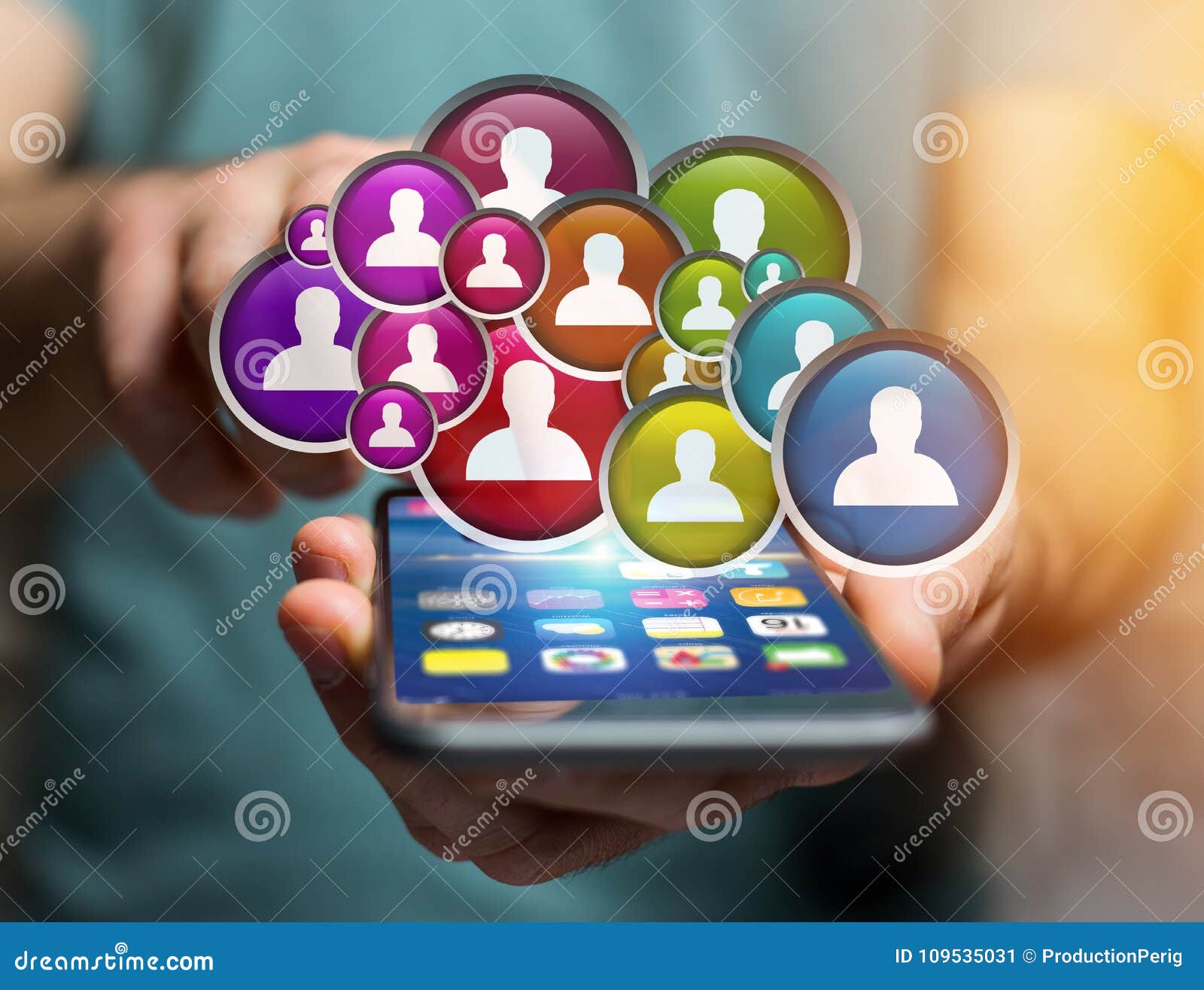 Group of Contact Icon Displayed on a Technology Interface Background ...