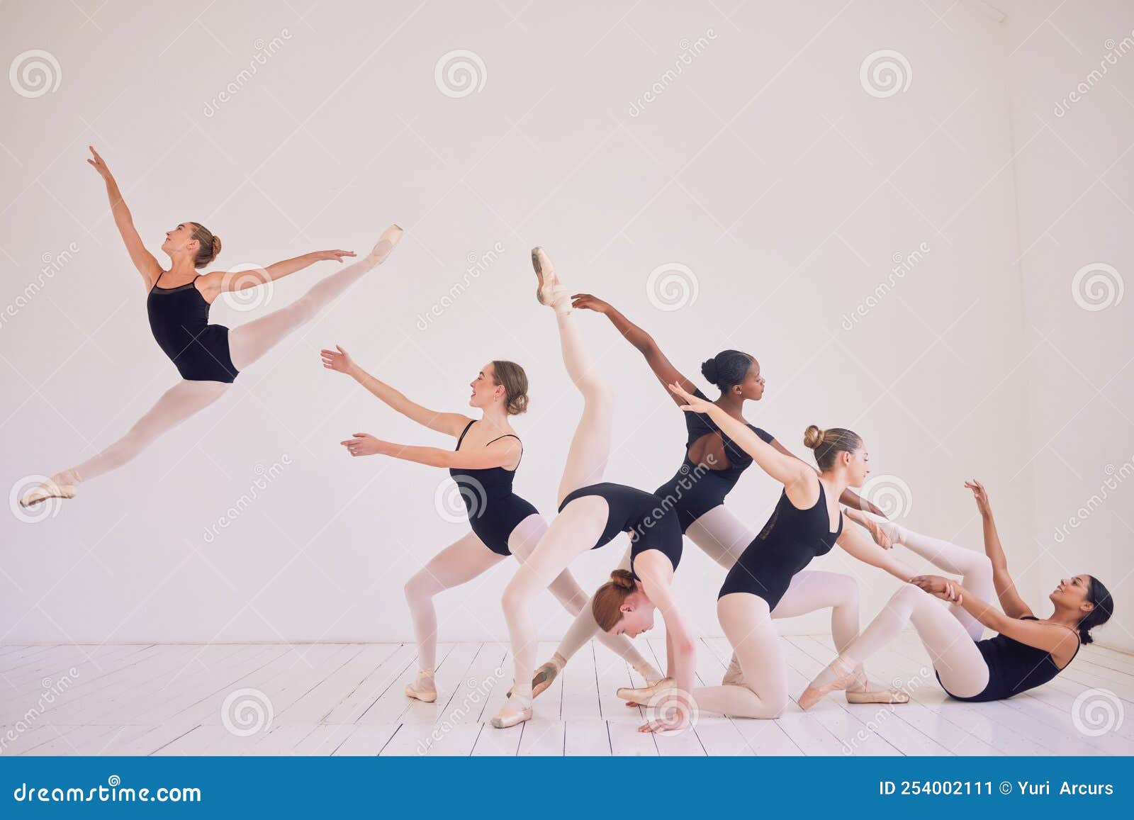 Group of Contemporary or Ballet Dancers Performing a Unique Sequence in ...