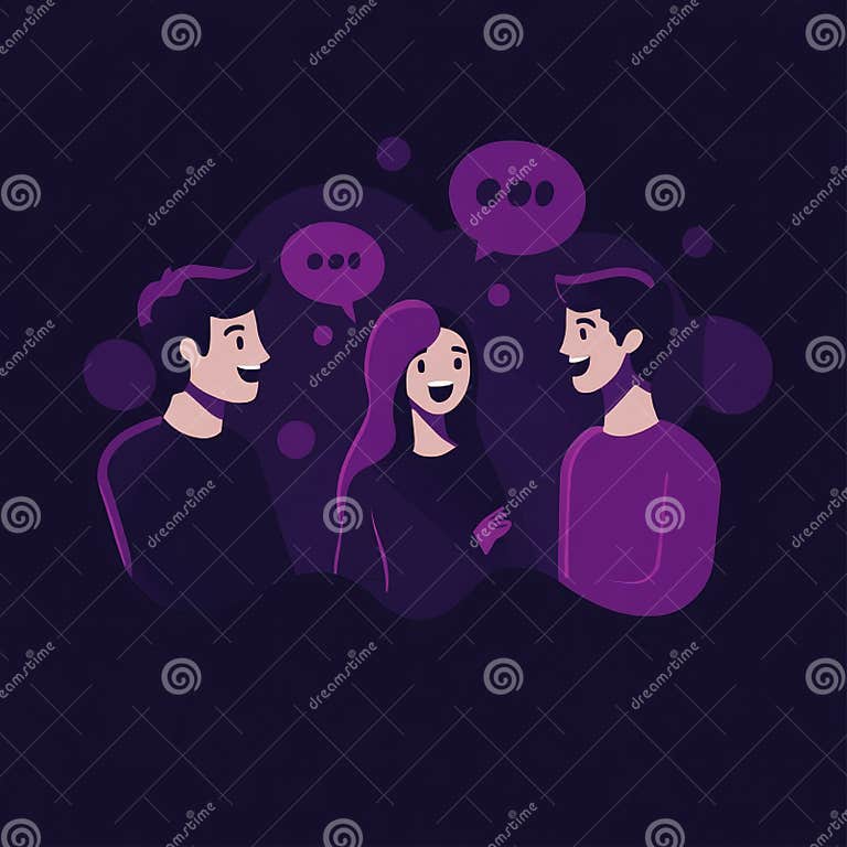 Group Conversation with Chat Bubbles on Dark Background in Stylized ...