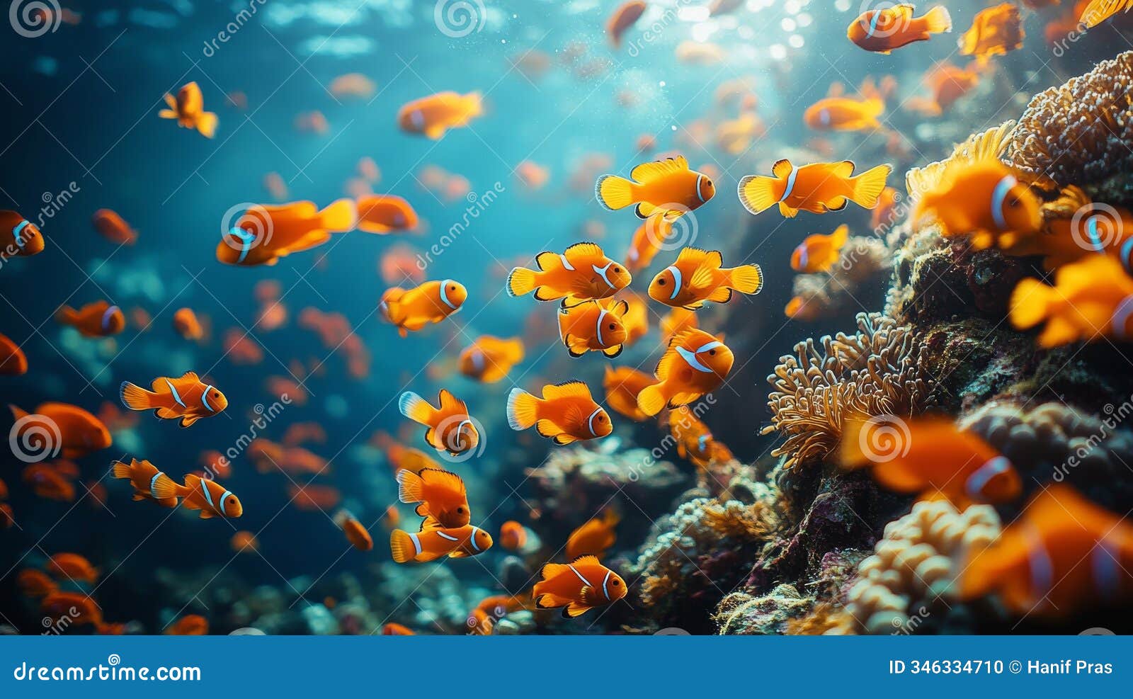 Group of Coral Fish in Blue Sea Water Stock Illustration - Illustration ...