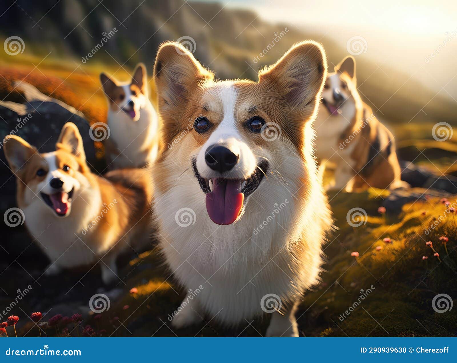 A group of corgi stock photo. Image of friend, happiness - 290939630