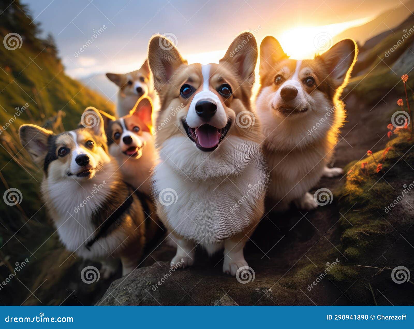 A group of corgi stock photo. Image of looking, puppy - 290941890