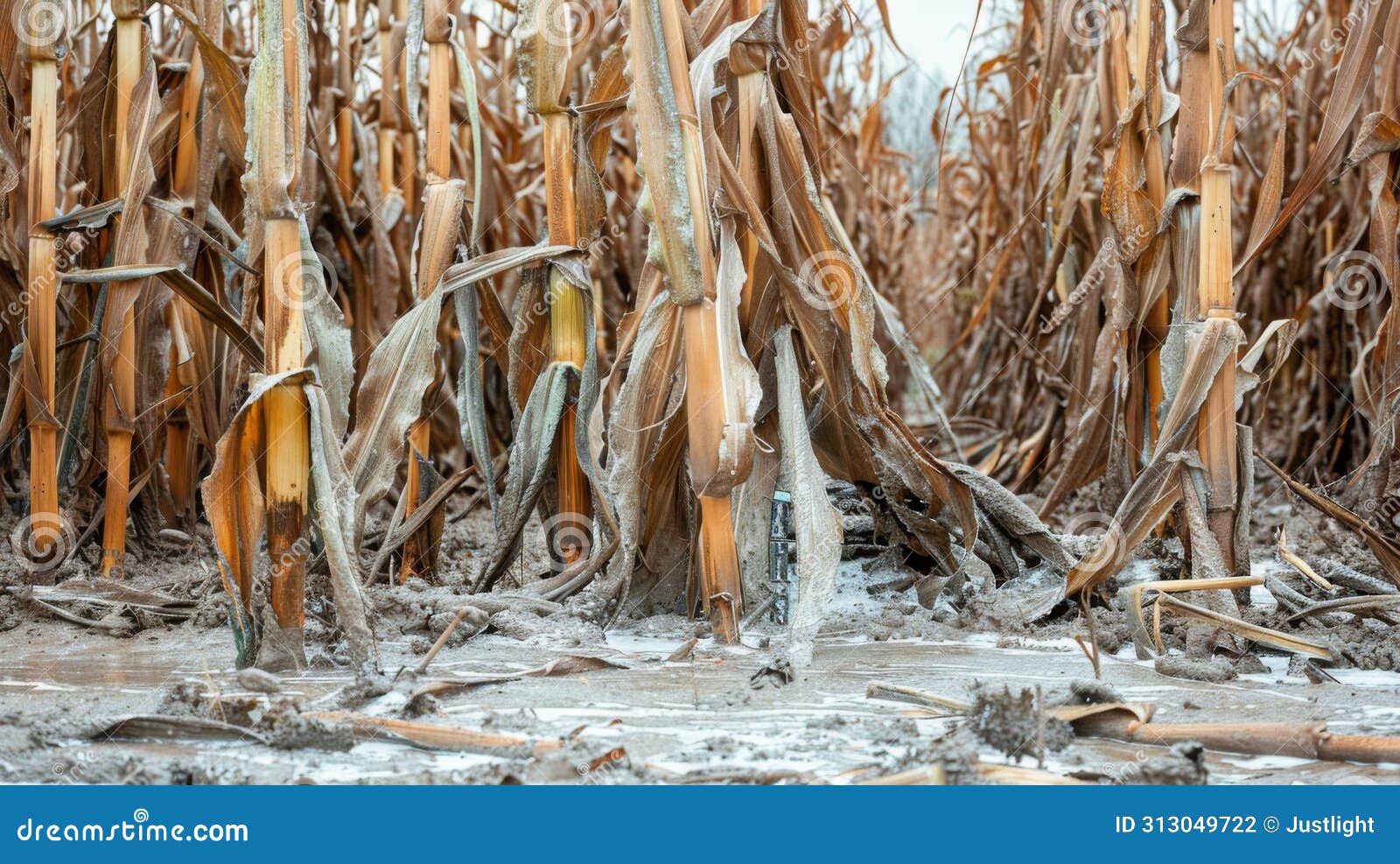 A Group of Corn Stalks Bent and Beaten Down by Relentless Hail a Symbol ...