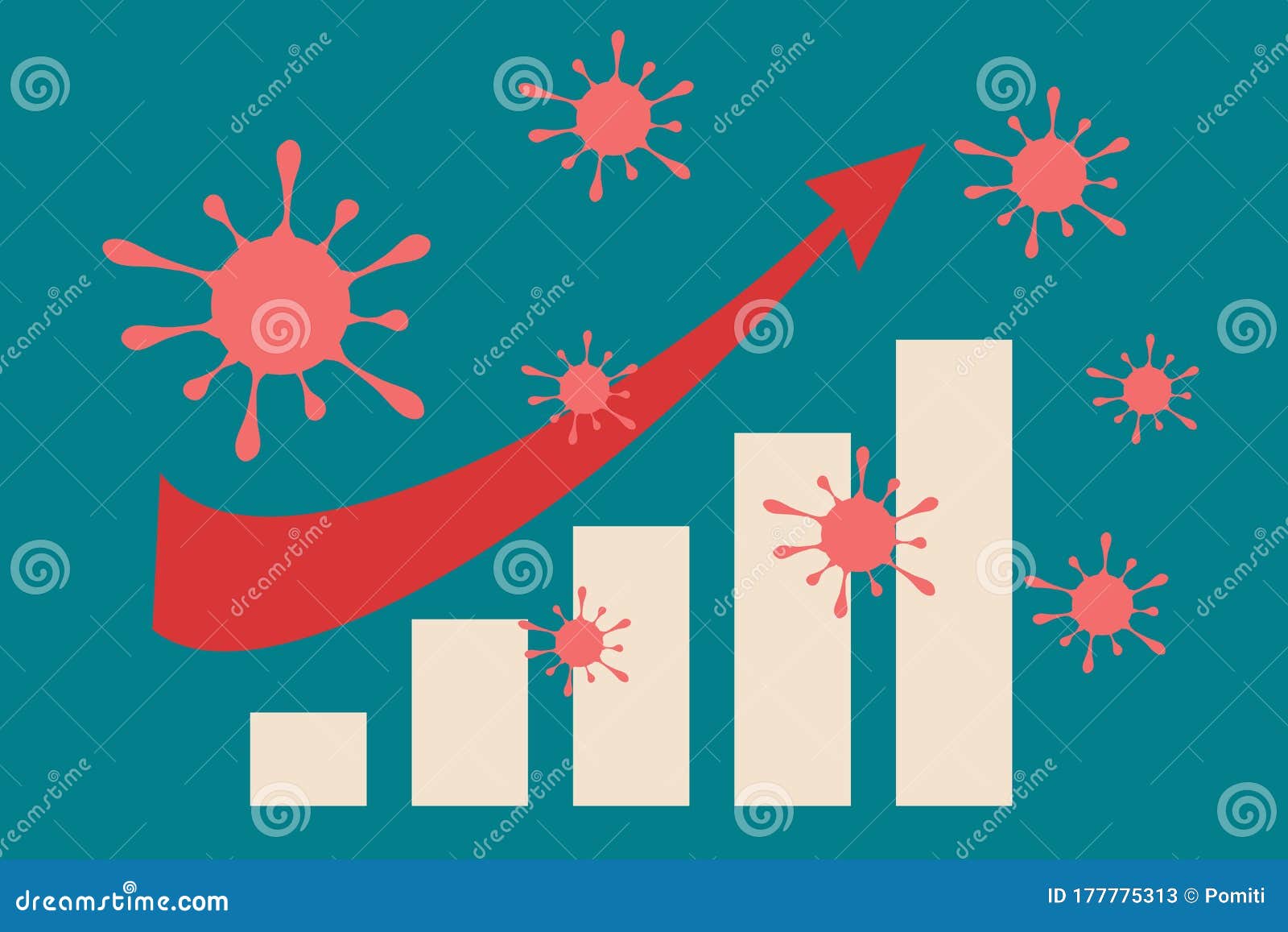 Group of Corona Viruses and Increasing Graph Stock Illustration ...