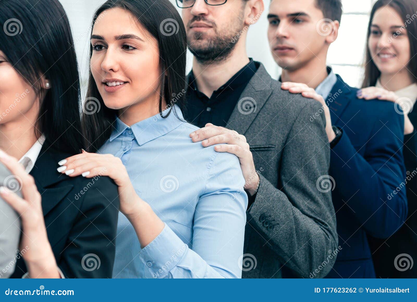 Group of Corporate Employees Standing Behind Each Other. Stock Photo ...