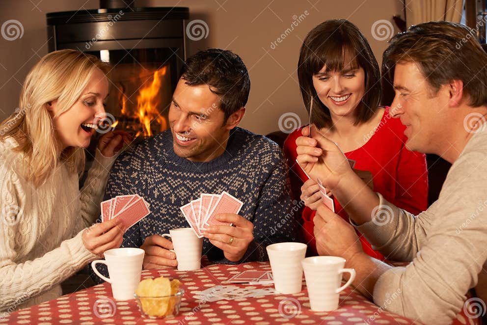 Group of Couples Playing Cards Together Stock Image - Image of middle ...