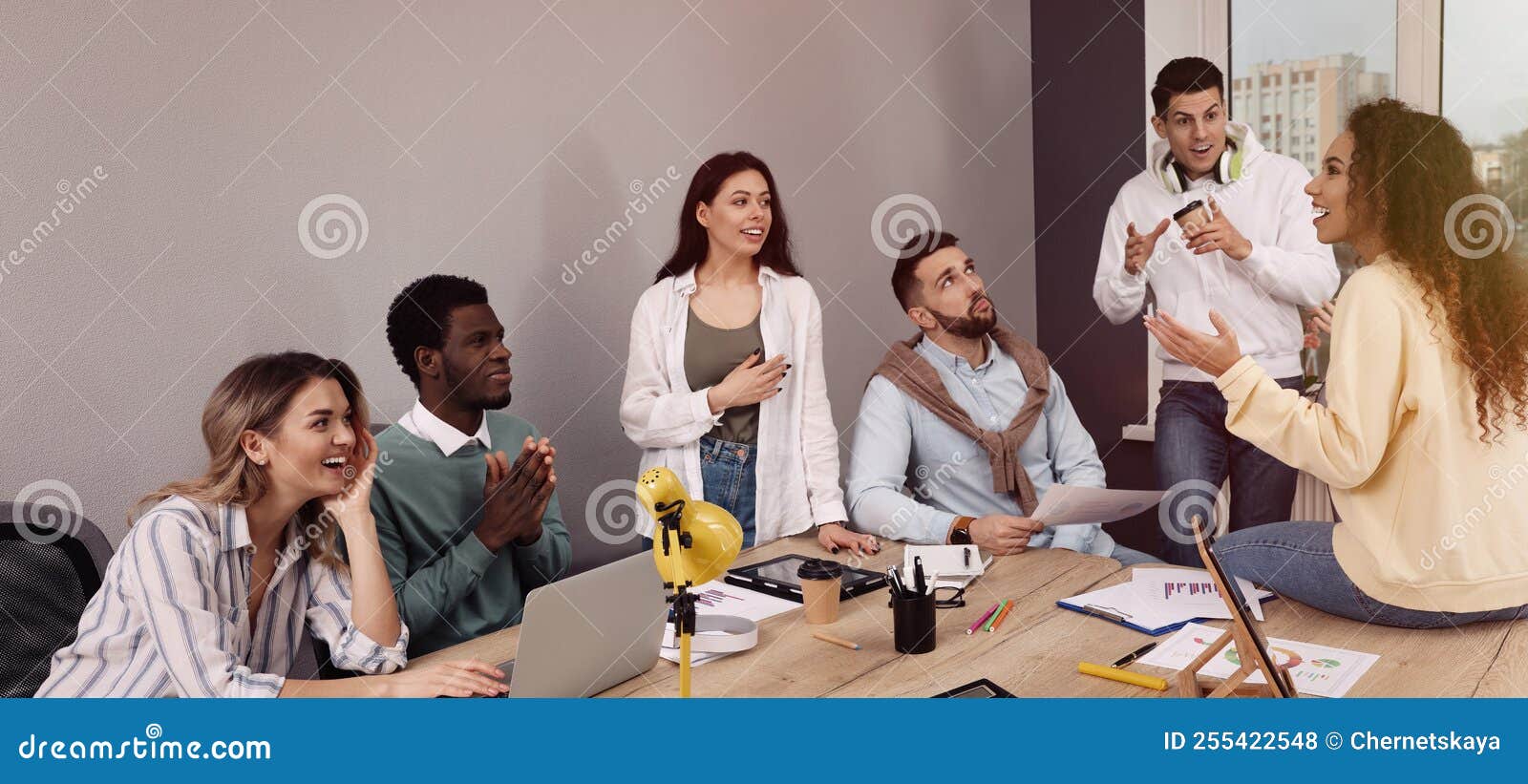 Group of Coworkers Together in Office. Banner Design Stock Photo ...