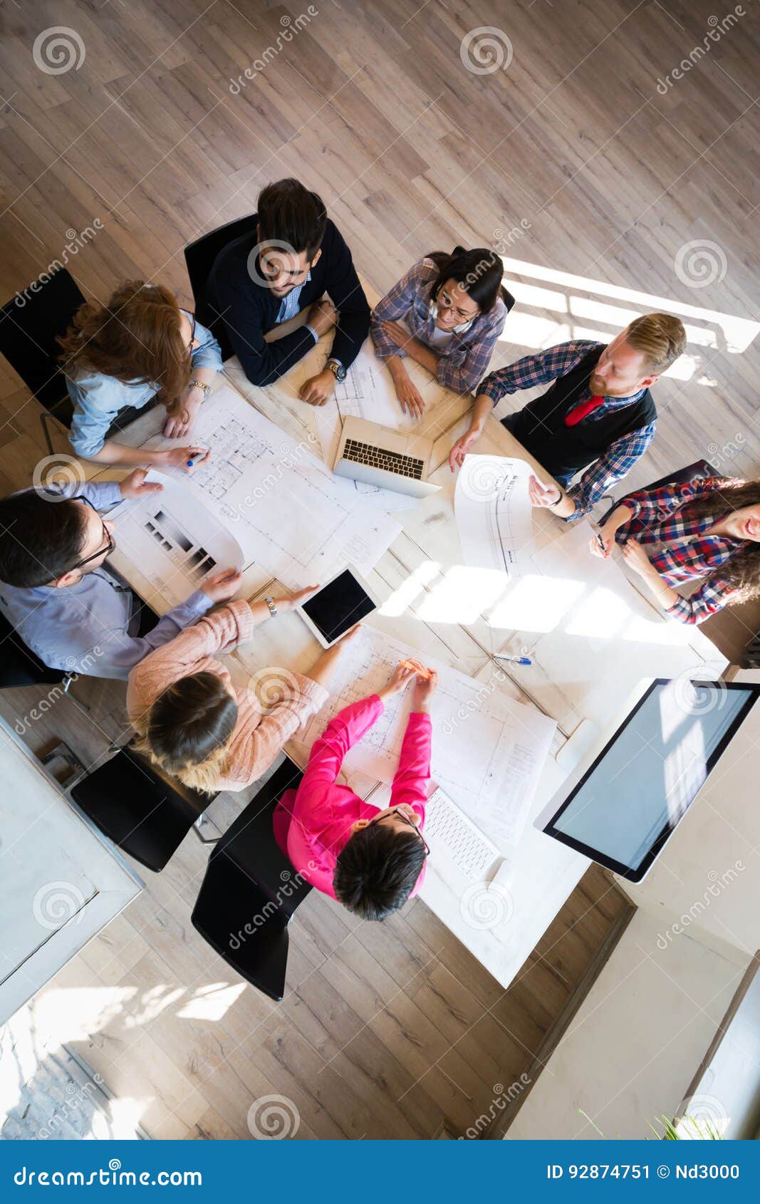Group of Coworkers Working on Project Together in Office Stock Image ...