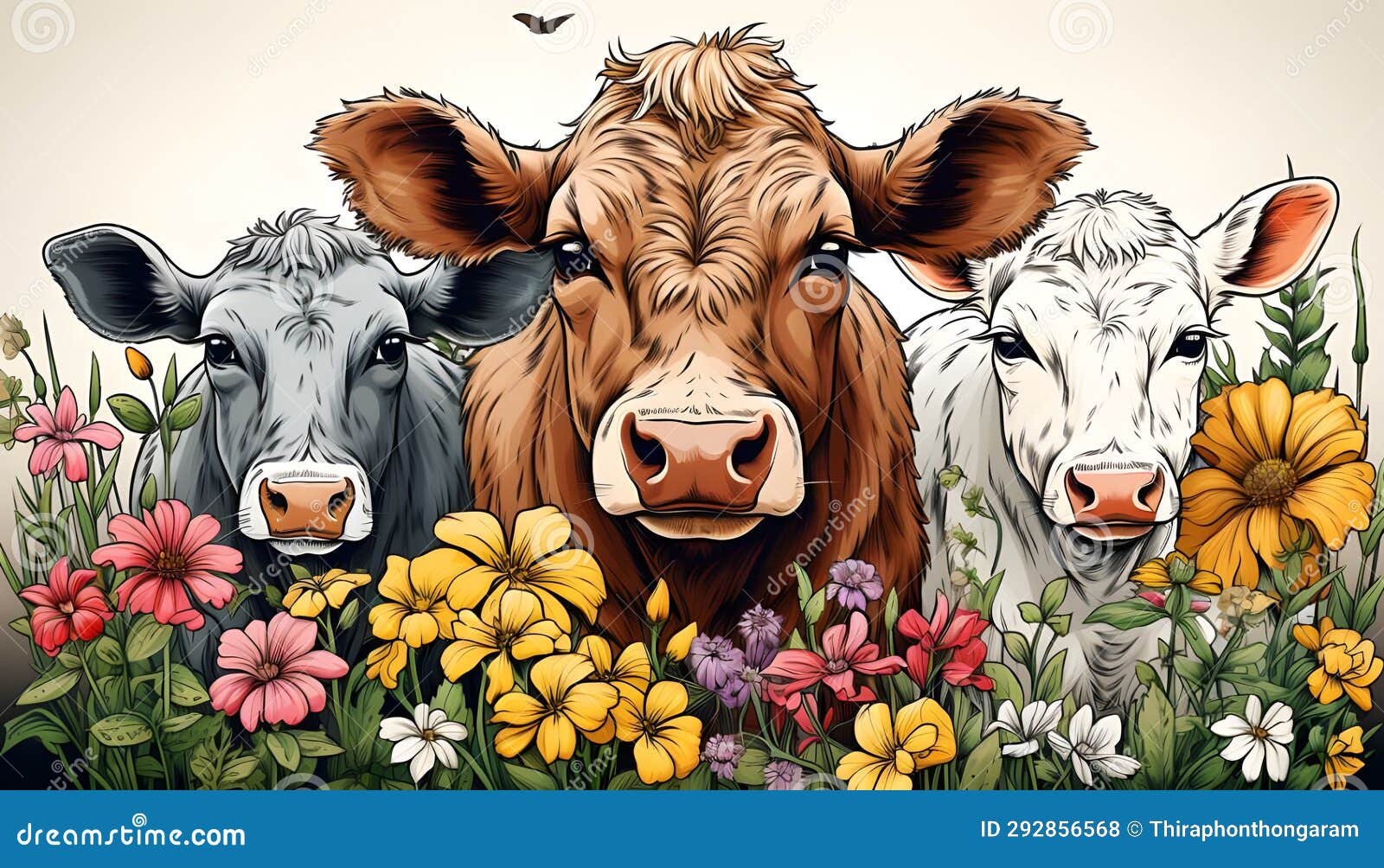 A group of cows stock illustration. Illustration of font - 292856568