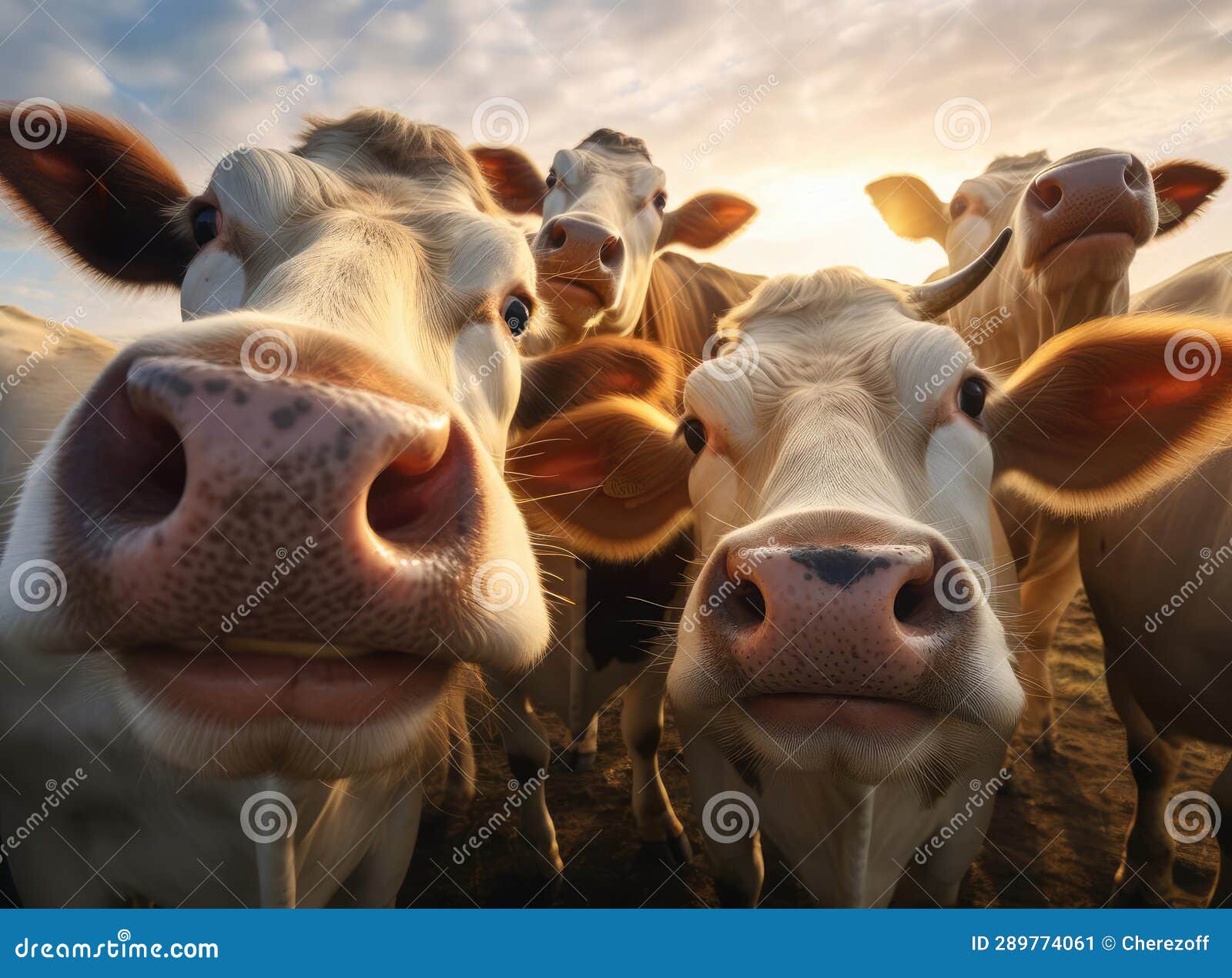 A Group of Cows in a Meadow Stock Image - Image of animal, horizontal ...