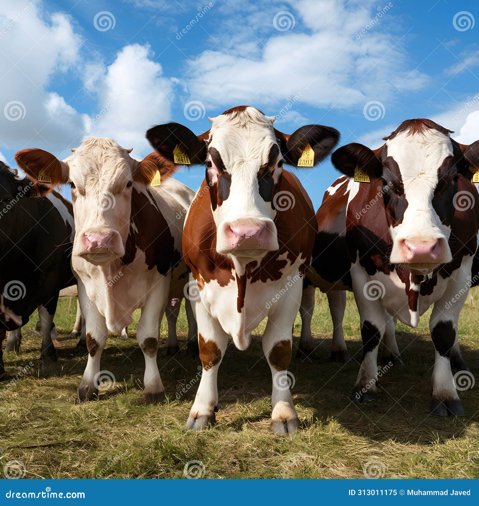 Group of Cows Poses Charmingly for the Camera Stock Illustration ...