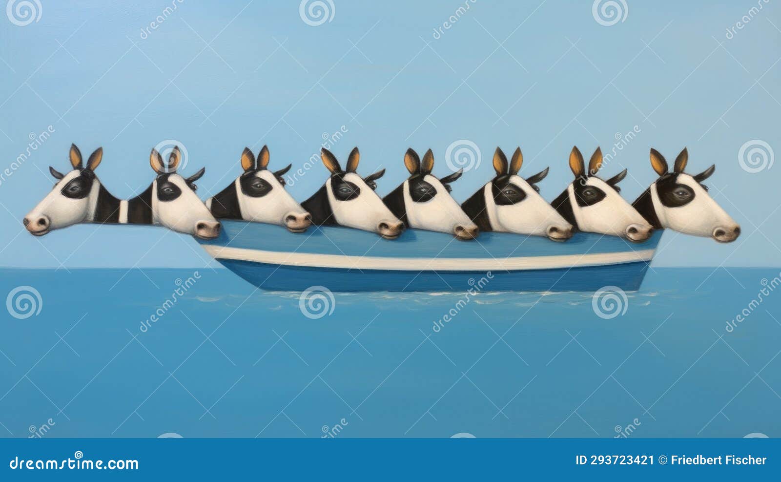 A Group of Cows are Sitting in a Boat Stock Image - Image of imaginary ...