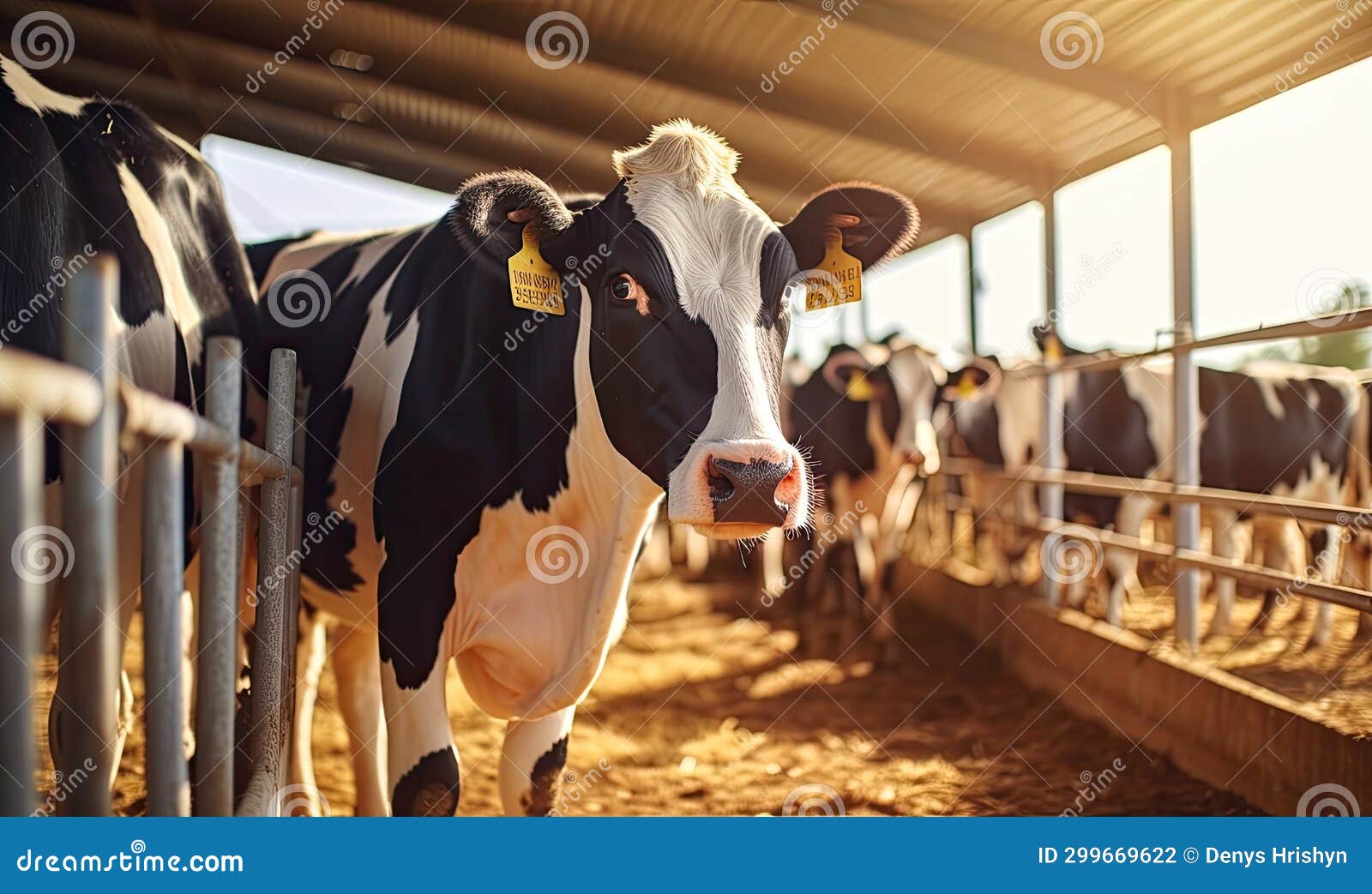 A Serene Scene in the Barnyard: Cows Grazing and Mingling in Rustic ...