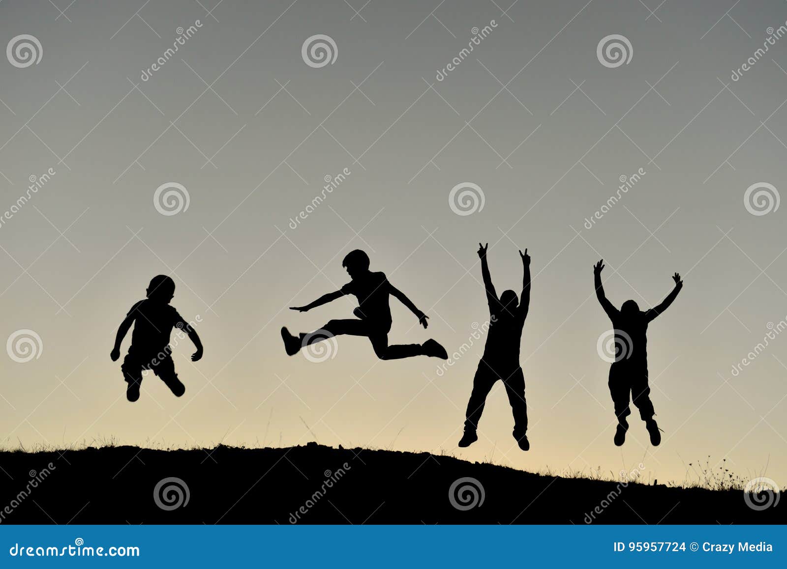 Group of Crazy Kids Bouncing Stock Photo - Image of kids, gravity: 95957724