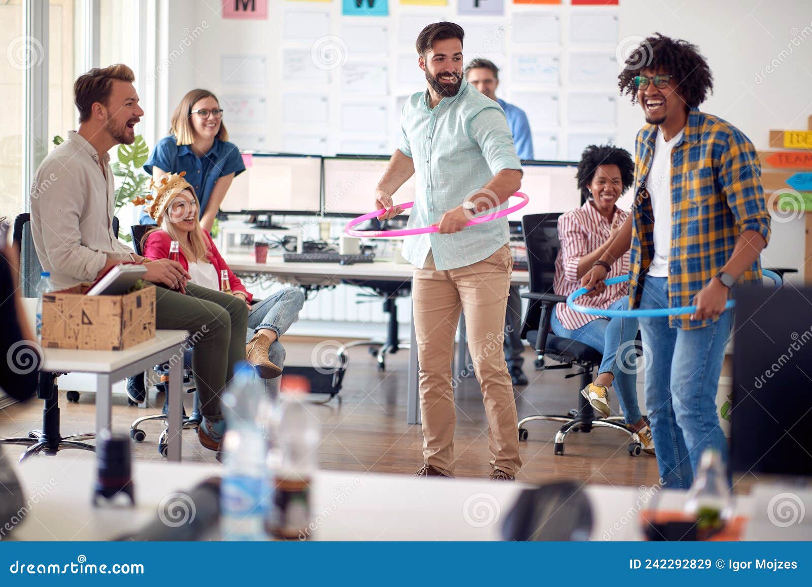 Group of Creative Casual Corporate Coworkers Having Fun Stock Image ...