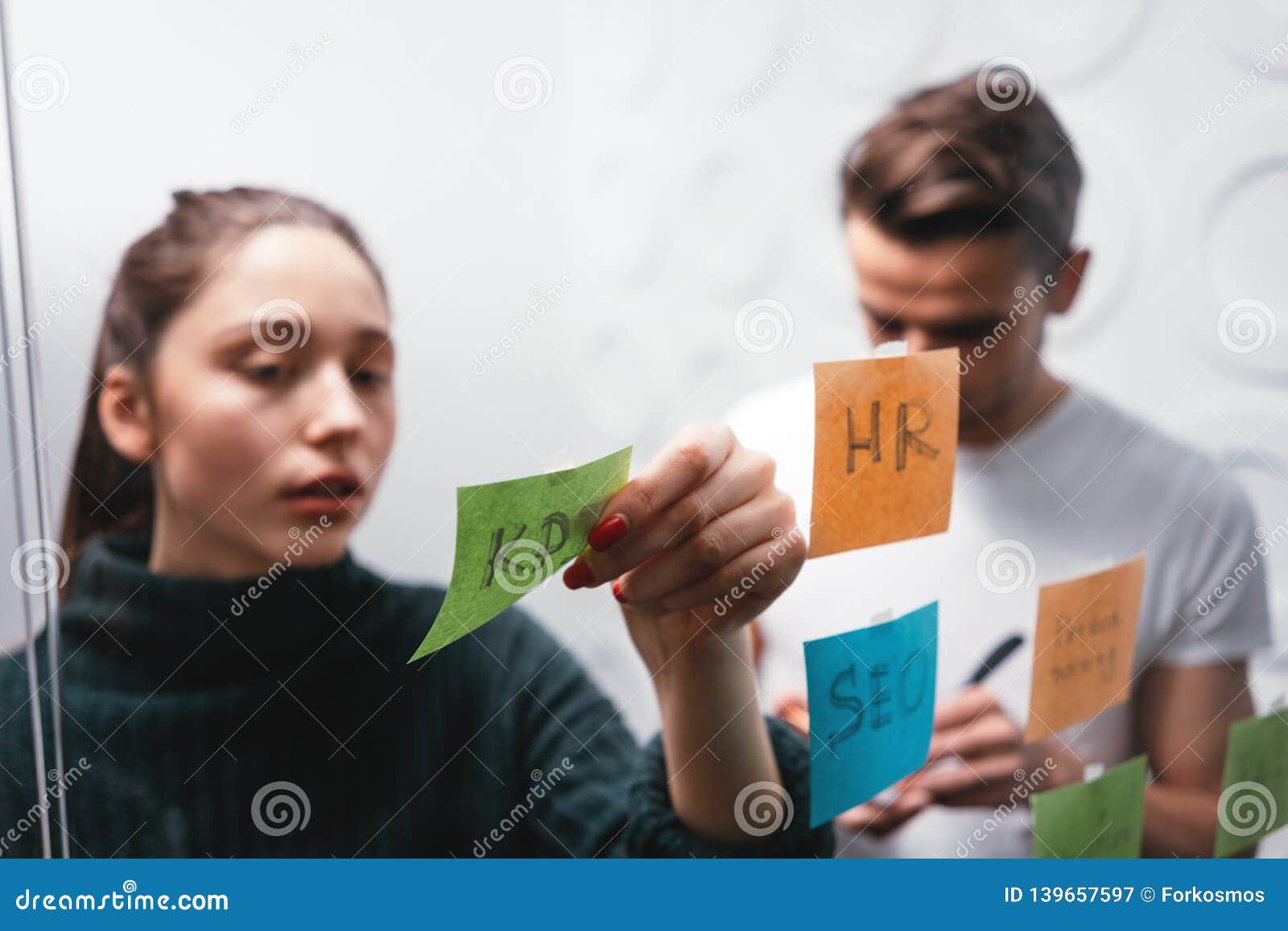 Group Creative Manager Brainstorming Work Project Stock Image - Image ...