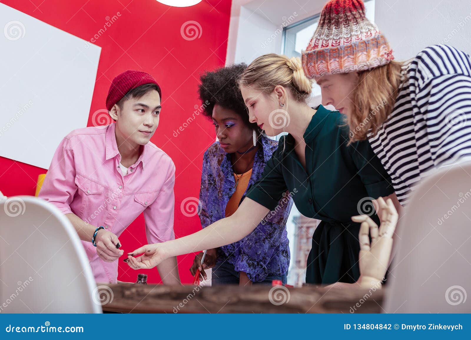 Group of Creative Students Having Active Brainstorming Stock Photo ...