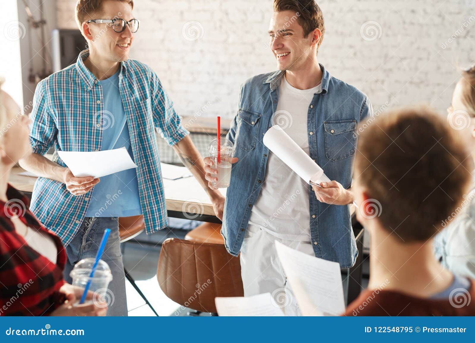 Team Discussion in Modern Company Stock Image - Image of cheerful ...